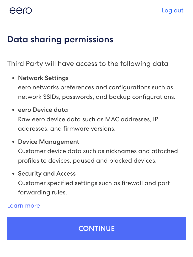eero Data Portability - Third Party Onboarding – eero Help Center